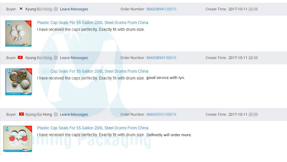 drum bungs cap seals bung-qiming testimonials - Qiming Packaging Lids ...