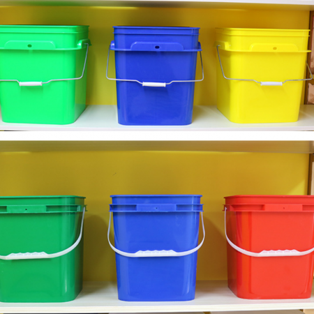 small square plastic buckets