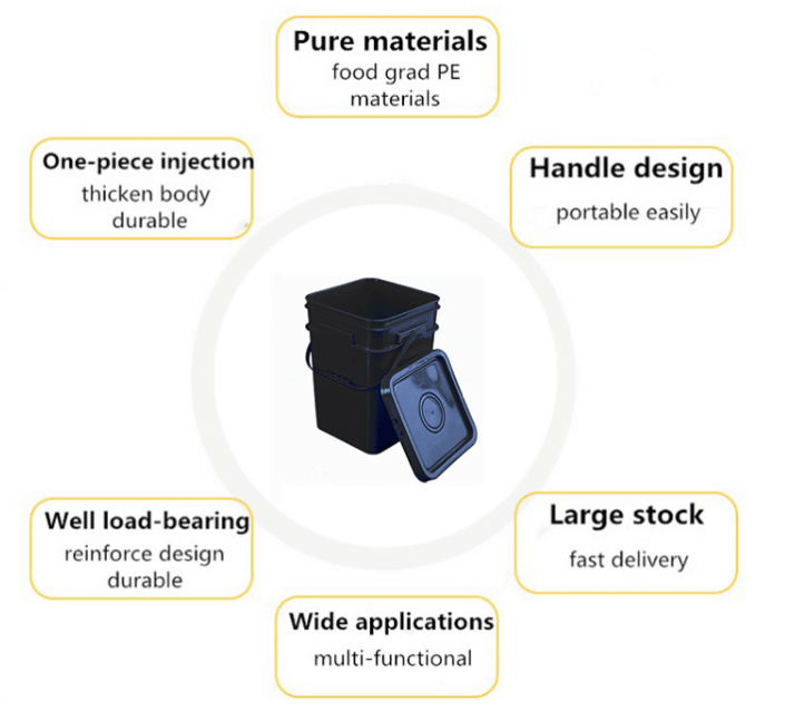 Plastic Square Barrels plastic buckets plastic pails food / industry grade